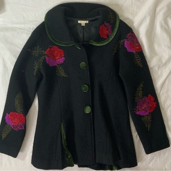 Carson | Jackets & Coats | Carson Floral Embroidered Pleated Jacket ...